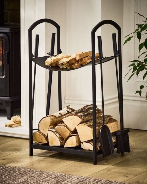 Dibor Traditional Style Fire Tools Set with Log Storage Fireplace ...