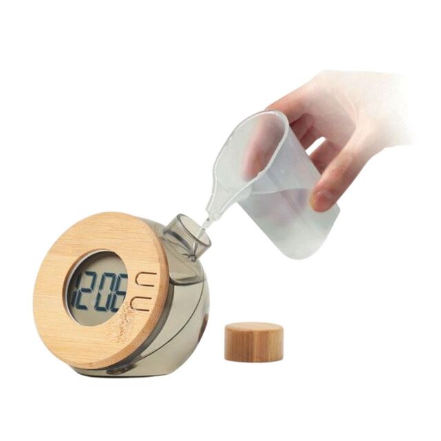 MidOcean Droppy Lux Bamboo Water Powered Clock in Light Grey by ...