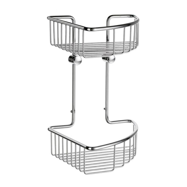 Smedbo UK Polished Chrome Double Corner Shower Soap Basket Caddy Wall ...