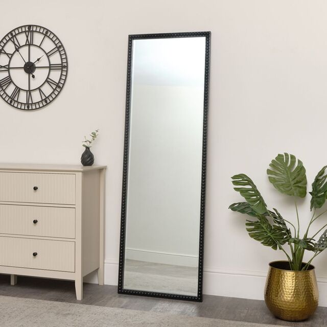 Large Bobbin Bobble Rectangle Black Lacquered Wall Mirror 168cm X 54cm ...