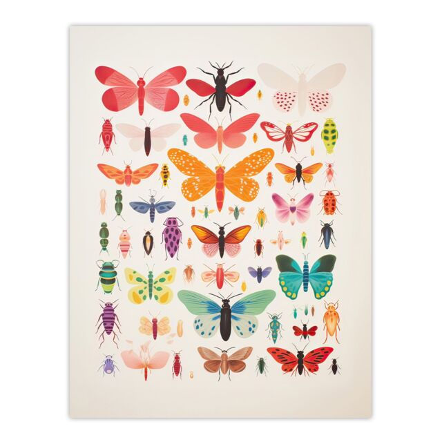 "Artery8 Wall Art Print Insects & Bugs Bright Colourful Poster Picture ...