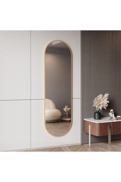 H&O Direct 40cm W x 150cm H Wall Mounted Full Length Mirror in Gold ...