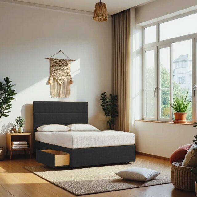 York Princess Sprung Divan Bed with 4 Drawers & Headboard Plush by ...