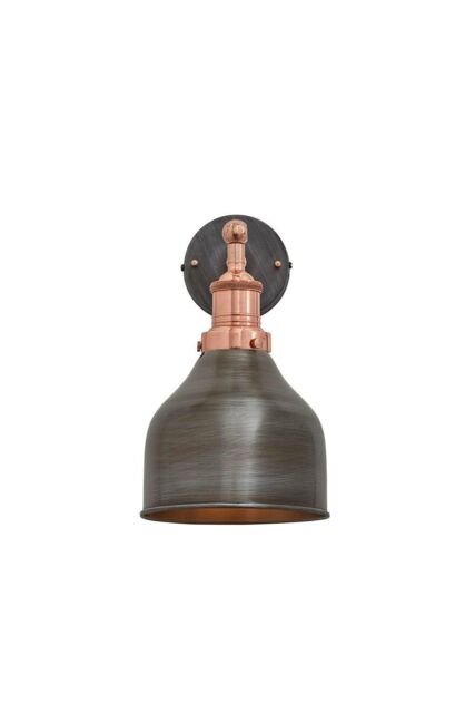 Brooklyn Cone Wall Light, 7 Inch, Pewter, Copper Holder by Debenhams ...