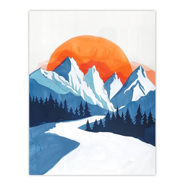 Winter Sunrise Patagonia Andes Mountain Painting Wall Art Print by ...
