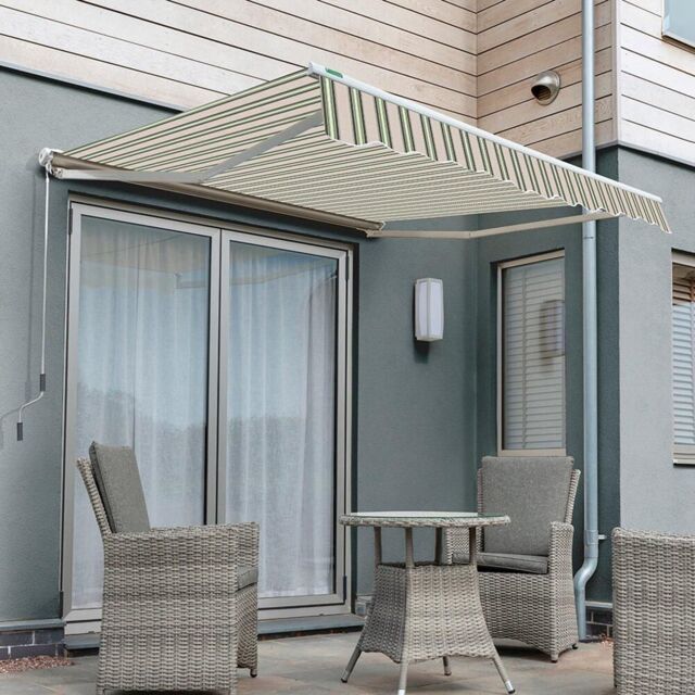 Half Cassette Patio Awning Retractable Canopy Manual Shade 3.0m x 2.5m ...