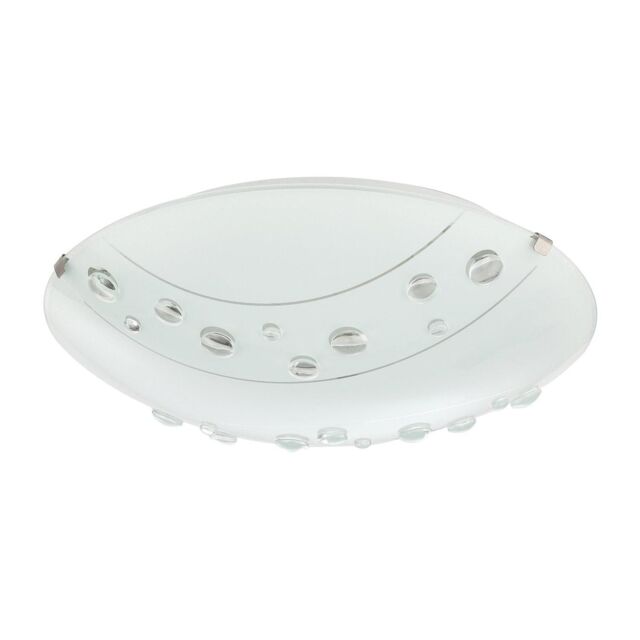 Happy Homewares Contemporary Circular Opal White Glass Flush Ceiling ...