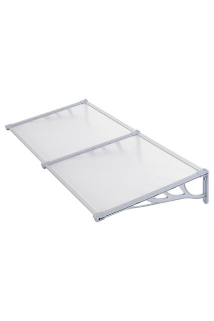1.9x0.9m Sloped Door Canopy - Translucent Polycarbonate Awning with ...