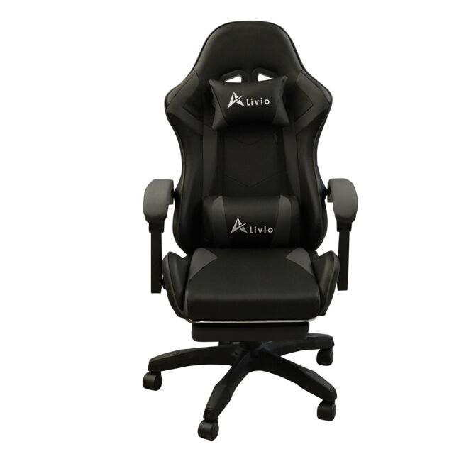 360 Degree Swivel Gaming Chair with Footrest Lumbar Support Back ...