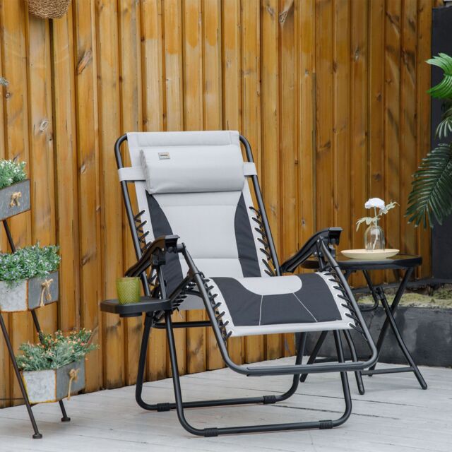 OUTSUNNY Zero Gravity Lounger Folding Recliner Chair w/ Cup Holder in ...