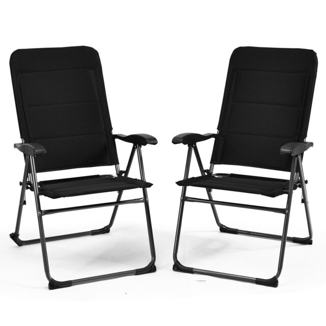 2 Pack Padded Patio Chair Folding Lounger Patio Recliners Padded Lawn ...