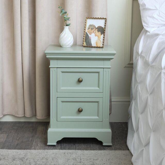 Sage Green Two Drawer Bedside Table - Daventry Sage Green Range by ...