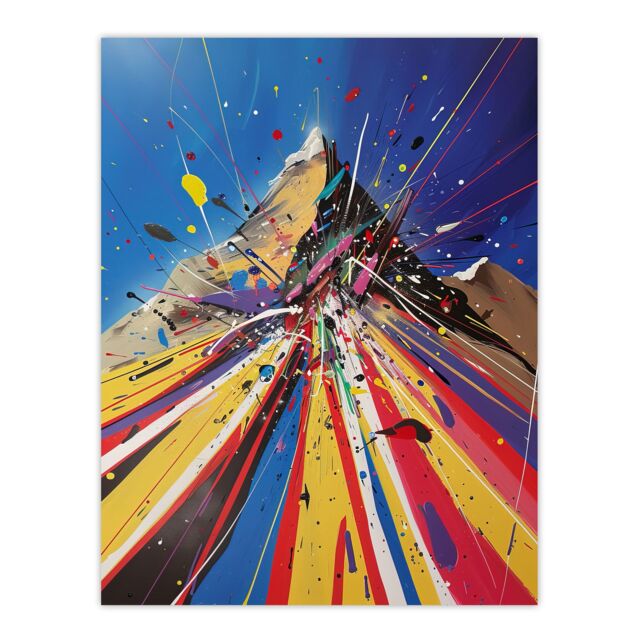 "Artery8 Mountain Peak Joy Hike Colour Blast Abstract Wall Art Print ...