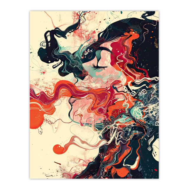 "Artery8 Inhale Trippy Lady Profile Design Psychedelic Wall Art Print ...