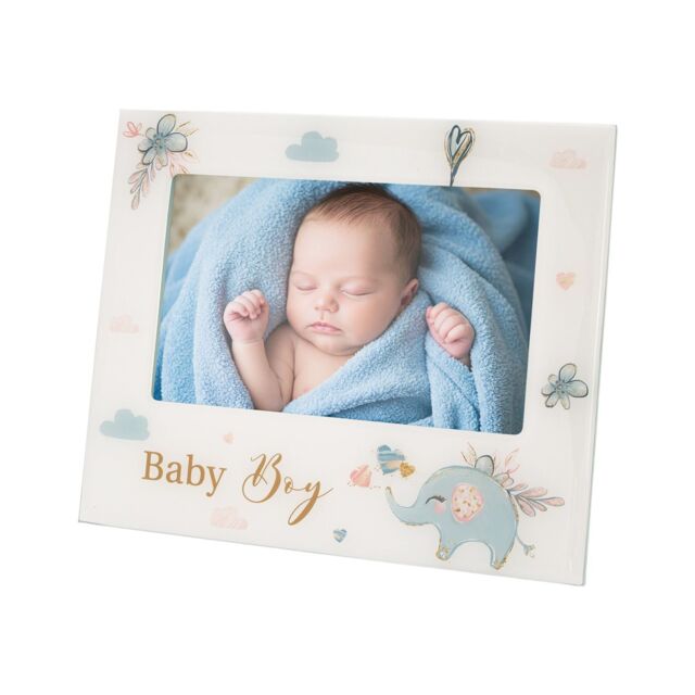 Baby Boy Baby Picture Frame with Duck Egg Blue Elephant and Hearts by ...