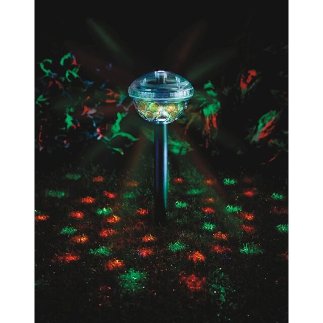 2 x Solar Powered Multicolour Projector Lights - Disco Ball Effect Colour Changing Outdoor ...