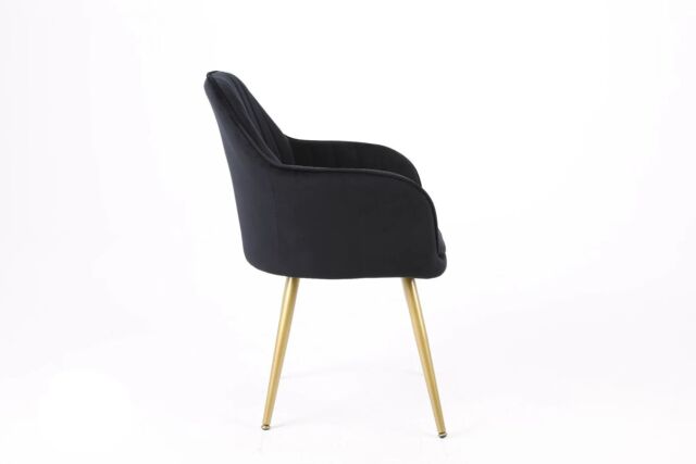 Set Of 2 Pretoria Black Velvet Gold Legs Dining Chairs by Debenhams ...