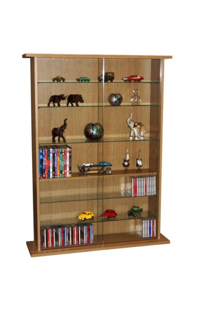 'Boston' Glass Collectable Display Cabinet 600 Cd 255 Dvd Storage ...