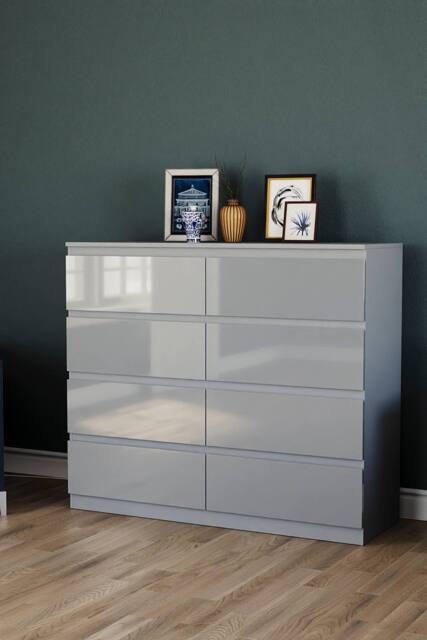 Home Discount Vida Designs Glinton Gloss 8 Drawer Chest of Drawers ...
