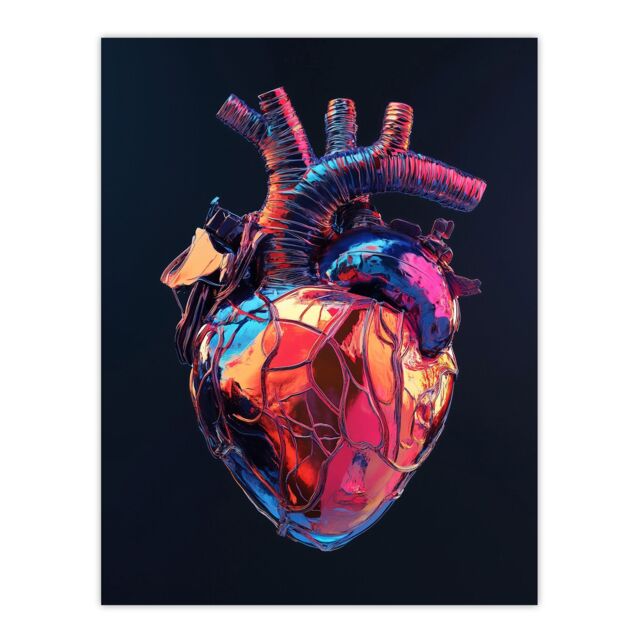 Shiny Anatomical Human Heart Colourful Modern Wall Art Print by ...