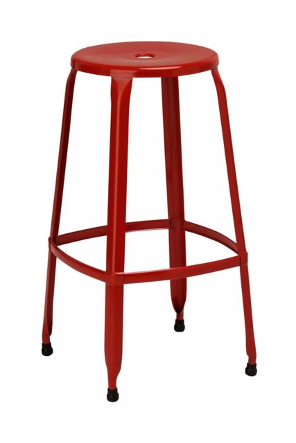 Red Metal Disc Stool, Light Weight and Durable Counter Height Bar Stool ...
