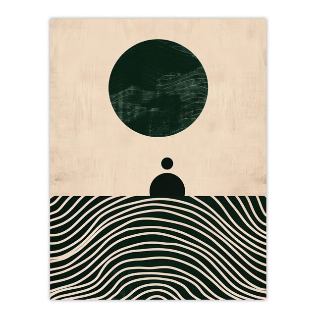 Wall Art Print Tranquil Green Sea Abstract Calm Bauhaus Design Poster ...