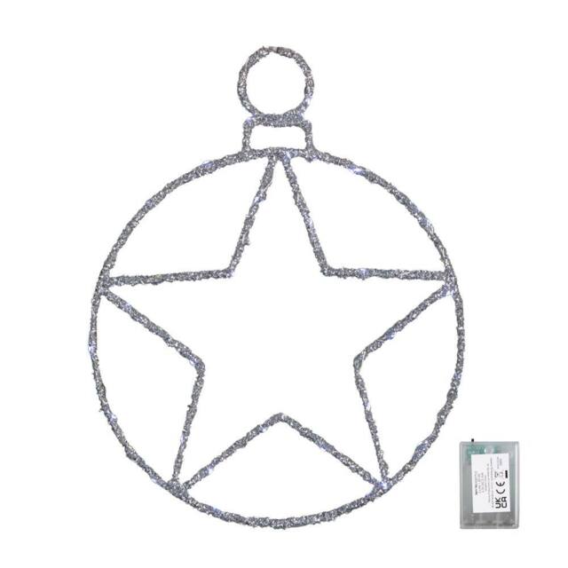 Samuel Alexander 49cm Light up Christmas Silver Star Ball with ...