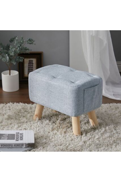 Linen Round Storage Ottoman Footstool with Tray Top Table by Debenhams ...