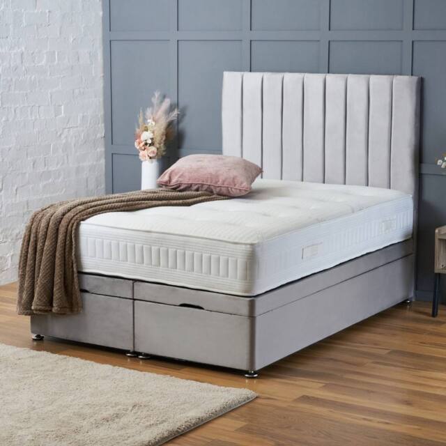 "BSSPOKE Aria Ottoman Divan Bed Plush Velvet 54"" Panel Headboard & No ...