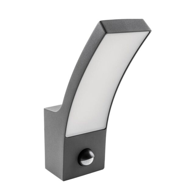 'Millie' Anthracite Dark Grey Curved Dark Grey LED Wall Light PIR ...