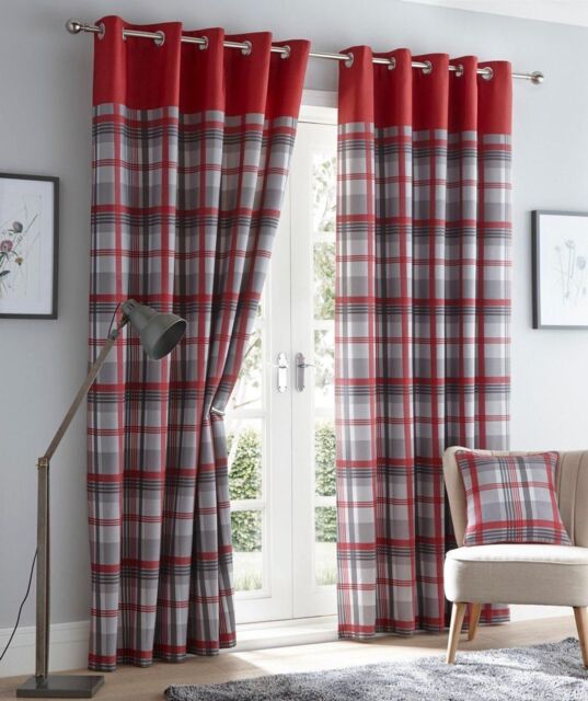 Orleans Check Eyelet Curtain by Debenhams | ufurnish.com