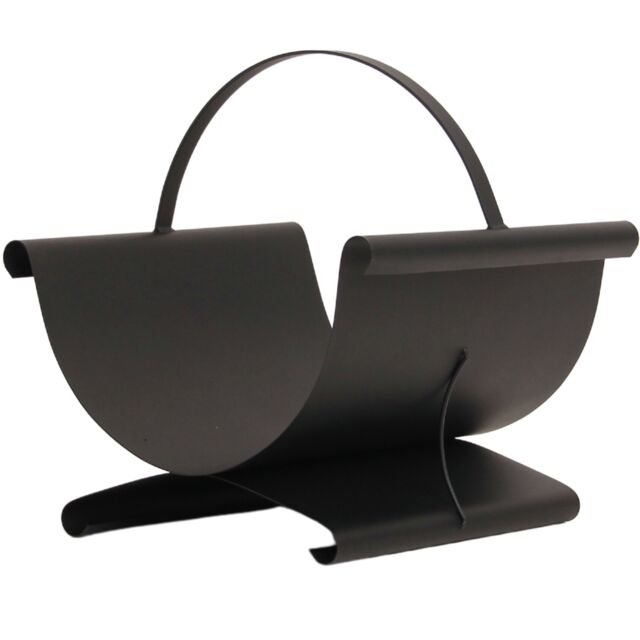 Modern Loft Style Log Basket for Fireplaces - Sturdy and Elegant Black ...
