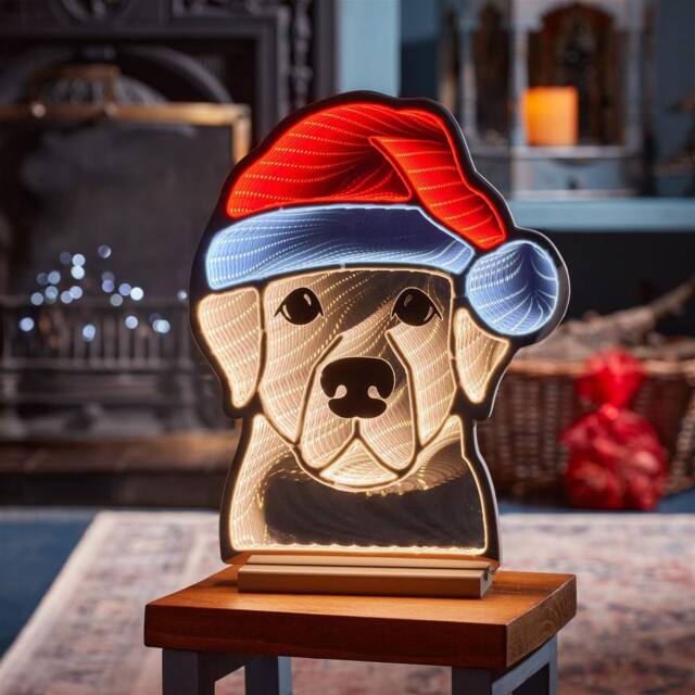 mysmartbuy 40cm Dog Infinity Light with Santa Hat Warm White LEDs 3m ...