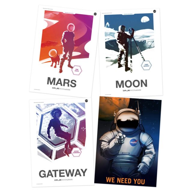 Artery8 Wall Art Print NASA Modern Explorers Explore We Need You Moon ...