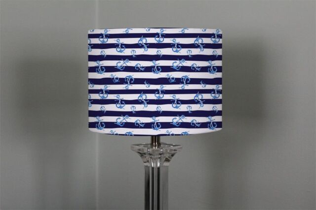 blue anchors on navy striped background ceiling lamp shade by Debenhams ...