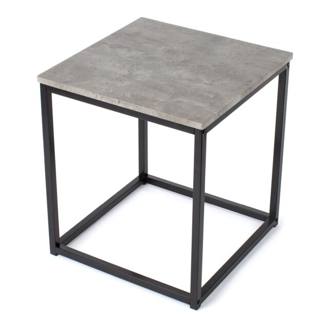 Concrete Effect Side Table with Girder-Inspired Metal Frame - Grey by Debenhams | ufurnish.com
