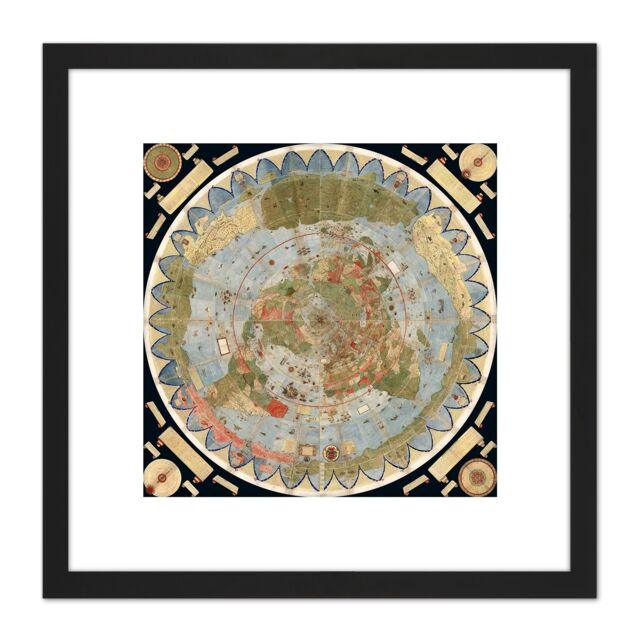 Artery8 Map Monte 1587 Composite World Pictorial Chart 8X8 Inch Square ...