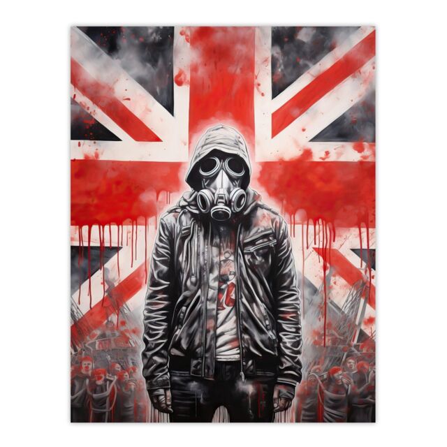 Anarchy In The UK Gas Mask Riots British Flag Blood Dystopia Extra ...