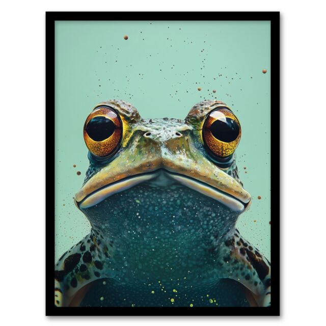 American Bullfrog Macro Portrait Fun Modern Framed Art Print by ...