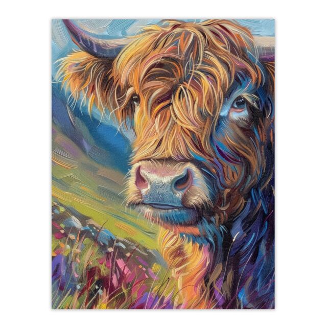"Artery8 Wall Art Print Scottish Highland Cow Hairy Coo Oil Painting ...