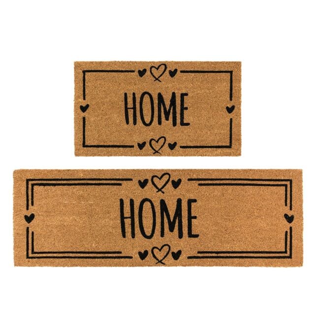 JVL Latex Coir Mat & Runner - Home Hearts in Brown - Size: 40 cm x 120 ...