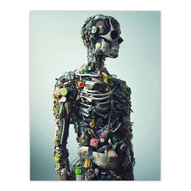 Garbage Skeleton Recycling Conceptual Art Wall Art Print by Debenhams ...