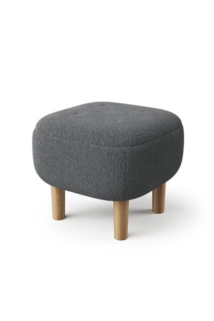 Grey Footstool Pouffe Stool with Wooden Legs by Debenhams | ufurnish.com
