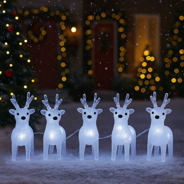 Marco Paul 5pc Acrylic LED Reindeer Christmas Decoration in Clear by ...