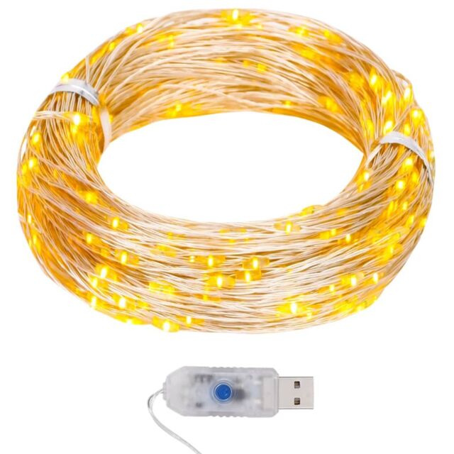 Berkfield Home LED Micro Fairy String Lights 40m 400 LED Warm White 8 ...