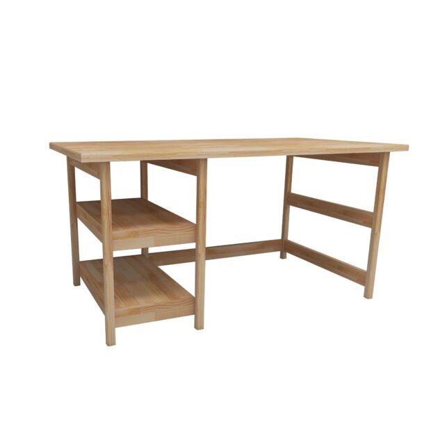 Mira Solid Pine Wood Handmade Computer Desk with Shelves by Debenhams ...