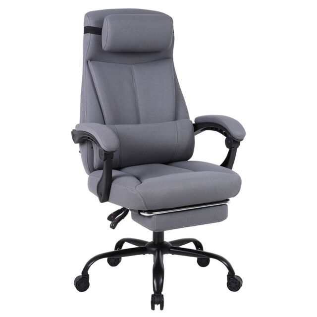 Linen Effect Gaming PC Chair, Gas Lift Swivel High Back Ergonomic Chair ...