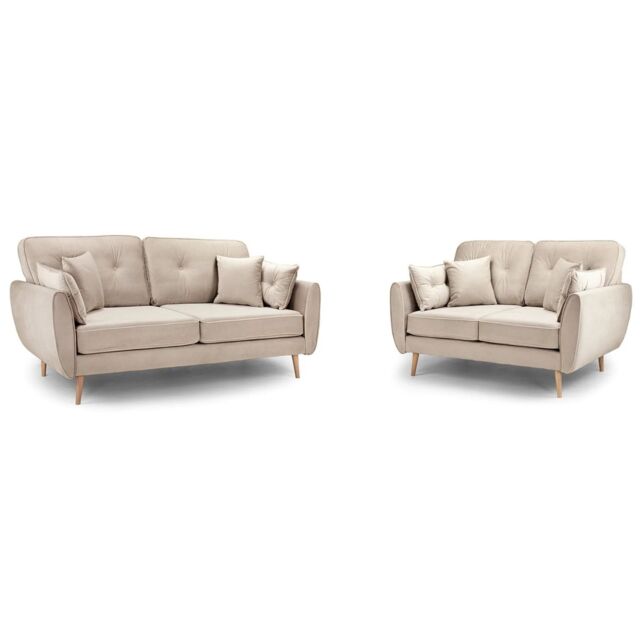 Zinc Sofa Velvet Upholstered Modern 3 Seater And 2 Seater Set by ...