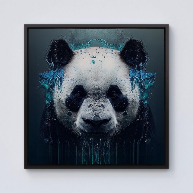 Warren Reed - Designer Panda Face Splashart Dark Background Framed ...