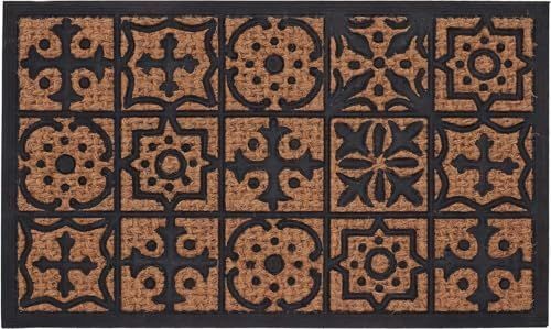 Doormat Rubber Coir Tile Pattern (L) by Debenhams | ufurnish.com